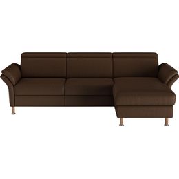 Ecksofa Home Affaire "Calypso L-Form", braun (dunkelbraun), B:260cm H:85cm T:172cm, 100% Polyester, Sofas, Ecksofa, mit motorischen Funktionen im Sofa und Recamiere