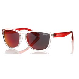 Sonnenbrille Superdry "Modell 996056", Damen, transparent, rot, mehrfarbig, transparent, Sonnenbrillen Sonnenbrille, Form Karree/Eckig, Logoschriftzug auf B&uuml;gel, Injectionfassung