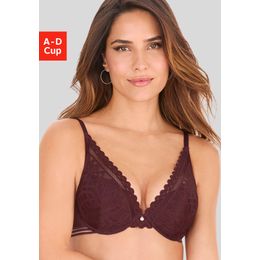 Push-up-BH s.Oliver "Milene", Damen, Gr. 85, Cup C, lila (cassis), Spitze, Obermaterial: 60% Polyamid, 35% Polyester, 5% Elasthan, BHs Push-up-BH, im edlen High-Apex Look mit graphischer Jacquardspitze, sexy Dessous