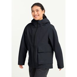 Funktionsjacke Jack Wolfskin "NABUR 2L JKT W", Damen, Gr. S (36), schwarz navy, Web, Obermaterial: 100% Polyamid. Futter: 100% Polyester, unifarben, Basic Po-bedeckend, mit Druckkn&ouml;pfen,verstellbar, Jacken Funktionsjacke, wasserdicht, atmungsaktiv, &Uuml;bergangsjacke, aufgesetzte Cargotaschen