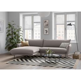 Ecksofa OTTO HOME "Stine L-Form", grau (hellgrau), B:249cm H:86cm T:159cm, Struktur (100% Polyester);Struktur weich (85% Polyester/15% Nylon);Samtoptik (100% Polyester), Sofas, Ecksofa, Besonderes Design durch Kissenoptik und Keder, by Morten Georgsen