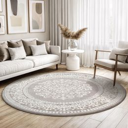 Teppich Sanat "Harmony 3204, auch als L&auml;ufer", beige, H:12mm &Oslash;:200cm, Kunstfaser, Teppiche, Teppich, Wohnzimmer, Kurzflor, moderne Orient Optik, Schlafzimmer