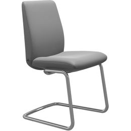 Polsterstuhl stressless "Laurel", grau (wild dove batick, schwarz matt), B:53cm H:92cm T:59cm, Leder BATICK: BATICK ist ein leicht korrigiertes, durchgef&auml;rbtes und genarbtes M&ouml;belleder, bei dem die meisten Unebenheiten und Spuren in der Regel entfernt wurden., St&uuml;hle, Polsterstuhl, Low Back, Gr&ouml;&szlig;e L, mit Beinen aus Stahl in Schwarz matt