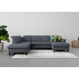 Sit & More Wohnlandschaft SIT & MORE "Maggiore U-Form", grau (dunkelgrau), B:312cm H:88cm T:224cm, 98% Polyester, 2% Polyamid, Sofas, Wohnlandschaft, wahlweise mit Kopfteilverstellung, Bettfunktion und Stauraum