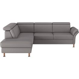 Ecksofa Home Affaire "Calypso L-Form", grau (hellgrau), B:259cm H:85cm T:227cm, 100% Polyester, Sofas, Ecksofa, mit Relaxfunktion motorisch im Sofa 2,5- Sitzer