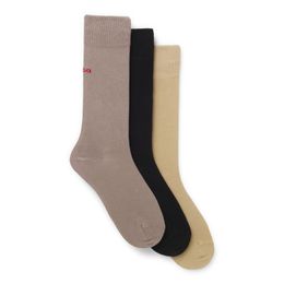 Businesssocken HUGO UNDERWEAR "3P RS UNI CC", Herren, Gr. 39-42, light, pastel braun 237, Baumwollmischung, elastisch, Socken, mit kontrastfarbenen HUGO Logo-Schriftzug