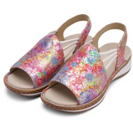Riemchensandale Ara "HAWAII", Damen, Gr. 42, multicolor, Veloursleder, mehrfarbig, Schuhe Riemchensandale, Sommerschuh, Sandalette, Keilabsatz, mit Stretch-B&auml;nder, G-Weite