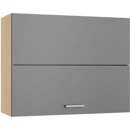 Faltlifth&auml;ngeschrank KOCHSTATION "KS-Lucy", basaltgrau, eiche hell, B:90cm H:70,4cm T:34,6cm, Schr&auml;nke, Breite 90 cm, H&ouml;he 70,4 cm, mit 1 Faltliftt&uuml;r, 2 Einlegeb&ouml;den