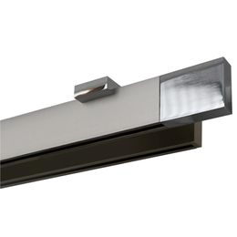 Gardinenstange Garesa "FLAT", silber (vernickelt, chromfarben), L:170cm, Aluminium, Gardinenstangen, Rechteckprofil, Deckenmontage, perfekter Lauf, modern, verl&auml;ngerbar