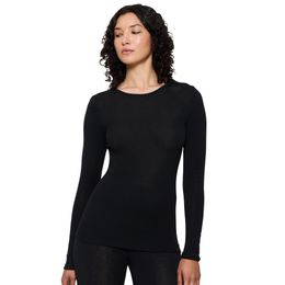 Langarmshirt Triumph "Beauty Layers LSL Top Wool", Damen, Gr. L, schwarz, Single Jersey, Obermaterial: 100% Wolle, h&uuml;ftbedeckend, Rundhals, Shirts Langarmshirt, weiche Wolle, lang&auml;rmelig, in Single-Jersey Qualit&auml;t