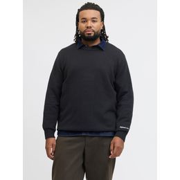 Jack & Jones PlusSize Strickpullover "JORNORREBRO KNIT CREW NECK PLS", Damen, Gr. 4XL, schwarz, Strick, Obermaterial: 55% Baumwolle, 22% Polyester, 21% Polyacryl, 2% Elasthan, JACK & JONES PLUSSIZE, unifarben, relaxed fit normal, Rundhals, Rippb&uuml;ndchen, Pullover Strickpullover