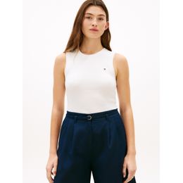 Funktionstop Tommy Hilfiger "SLIM CODY C-NK TANK TOP", Damen, Gr. XL (46), ecru, Single Jersey, Obermaterial: 100% Baumwolle, unifarben, slim fit normal, Rundhals, Tops Funktionstop, mit gerippter Textur, Rundhals