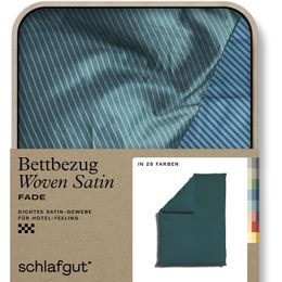 Bettbezug Schlafgut "Premium Bettbezug Woven Fade Satin (1 St)", bunt (petrol deep, gr&uuml;n deep), B:155cm L:220cm, Mako-Satin, Obermaterial: 100% Baumwolle, Bettbez&uuml;ge, Ton-in-Ton Rei&szlig;verschluss, Fadendichte von 300tc, Streifen, OEKO Tex