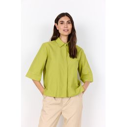 Hemdbluse soyaconcept "SC-NETTI 118", Damen, Gr. M, split pea, Web, Obermaterial: 53% Polyester, 47% Baumwolle, gepflegt, unifarben, bequem h&uuml;ftlang, Rundhals, weit, Blusen Hemdbluse, mit 3/4 Arm
