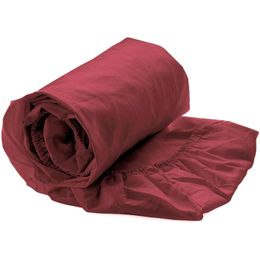 Spannbettlaken HECKETT & LANE "Yellow Spannbetttuch Percale", rot, B:90cm L:220cm, Perkal, Obermaterial: 100% Baumwolle, Bettlaken, Spannbettlaken, Spannbetttuch aus 100% Baumwolle, Hochwertige Perkal, Gummizug rundum