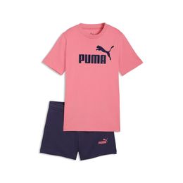 Trainingsanzug Puma "ESS NO.1 LOGO TEE AND SHORTS SET G", M&auml;dchen, Gr. 140, wild pink, Jersey, Obermaterial: 100% Baumwolle. Obermaterial Hose: 68% Baumwolle, 32% Polyester, bedruckt, regular fit, Sportanz&uuml;ge Trainingsanzug, aus Baumwolle, mit elastischem Bund und innenliegendem Kordelzug