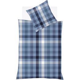 Bettw&auml;sche Fleuresse "Lech 3742", blau (denim), B/L: 155cm x 220cm, 1 Stk., 1 Stk., Flanell, B/L: 80cm x 80cm, 2 Stk., Flanell, Obermaterial: 100% Baumwolle, Bettw&auml;sche, Bettw&auml;sche, Edelflanell, Baumwolle, in Gr. 135x200, 155x220, 200x200cm