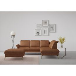 Sit & More Ecksofa SIT & MORE "Fashion L-Form", braun (cognac), B:250cm H:84cm T:207cm, Sofas, Ecksofa, wahlweise mit Kopfteilverstellung, Vorziehsitz, motorisch, Nickelf&uuml;&szlig;e