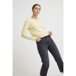 Rundhalspullover Vila "VIRIL O-NECK L/S KNIT TOP - NOOS", Damen, Gr. S, pastel gelb detail:schwarz melange, Feinstrick, Obermaterial: 50% Viskose, 27% Nylon, 23% Polyester, meliert, regular fit normal, Rundhals, Rippb&uuml;ndchen, Pullover Rundhalspullover, Viskosemischung, regular fit