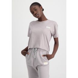 Muscleshirt Alpha Industries "Organics Cropped OS T Wmn", Damen, Gr. L, grau (organic grau), Obermaterial: 100% Baumwolle, Shirts