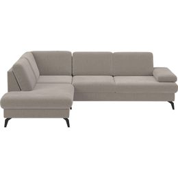 Sit & More Ecksofa SIT & MORE "Morris L-Form, inkl. Sitztiefenverstellung", beige, B:262cm H:82cm T:212cm, 100% Polyester, Sofas, Ecksofa, wahlweise mit Armteilverstellung, Bettfunktion & Bettkasten