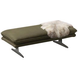 Polsterhocker W.Schillig, gr&uuml;n (camouflage z69), B:145cm H:43cm T:71cm, Longlife Xtra-Leder Z69: Das feinnarbige, gedeckte Softleder Z69 besticht durch seine au&szlig;ergew&ouml;hnliche Weichheit im trendigen &raquo;Vintage-Look&laquo;, Hautst&auml;rke 0, 9 - 1, 1 mm, Hocker, Polsterhocker, F&uuml;&szlig;e in Chrom gl&auml;nzend