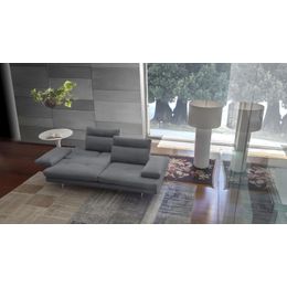 3-Sitzer Calia italia "Toby Wing, 208 cm breit, Designsofa mit hohem Sitzkomfort", grau (grigio quebec), B:208cm H:90cm T:113cm, Synthetische Faser (100% Polyester), Sofas, 3-Sitzer, inklusive Sitztiefenverstellung, F&uuml;&szlig;e in Chrom gl&auml;nzend