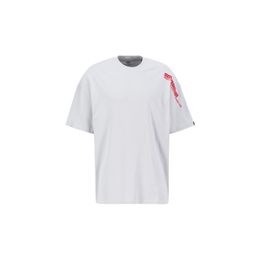 T-Shirt Alpha Industries "Flock Logo T-Shirt", Herren, Gr. S, grau (pastel grau), Obermaterial: 100% Baumwolle, Shirts T-Shirt