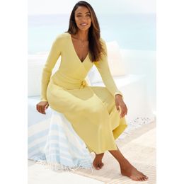 Lascana Damen Strickkleid, gelb, Gr&ouml;&szlig;e 32/34
