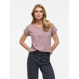 Rundhalsshirt Vila "VIDREAMERS NEW PURE T-SHIRT/SU-NOOS", Damen, Gr. S, toadstool, Jersey, Obermaterial: 50% Baumwolle, 50% Polyester, unifarben, regular fit normal, Rundhals, Shirts Rundhalsshirt, Baumwollmischung, regular fit