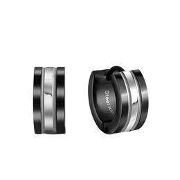 Paar Creolen Firetti "Schmuck Geschenk Bicolor, &Oslash; ca. 13 mm", silber (schwarz, silberfarben), Ohrringe, Damen, 13mm, Edelstahl