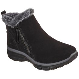 Winterboots Skechers "EASY GOING - HIGH ZIP", Damen, Gr. 35, schwarz, Textil, Veloursleder, Schuhe Winterboots, Winterschuh mit Fellimitatkragen
