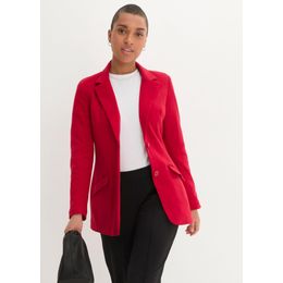 Jackenblazer bonprix, Damen, Gr. 44, chillirot, Obermaterial: 100% Baumwolle. Futter: 100% Polyester, festlich, tailliert, Blazer Jackenblazer, eleganter Schnitt, taillierte Passform, mit langem Arm