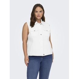 Jeansweste Only CARMAKOMA "CARWESPA WEST DNM PIM619 NOOS", Damen, Gr. 42, wei&szlig;, Denim/Jeans, Obermaterial: 79% Baumwolle, 20% Polyester, 1% Elasthan, unifarben, regular fit normal, Westen Jeansweste