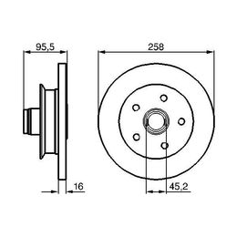 Bosch Bremsscheibe 0 986 478 224 vorne rechts links voll 258mm f&uuml;r VW 251407617N 251407617M 251407617L