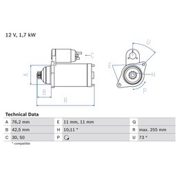Bosch Starter 0986020280 f&uuml;r VW
