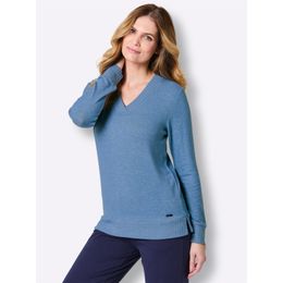 WITT Damen Langarmshirt, mittelblau-meliert, Gr&ouml;&szlig;e 36/38