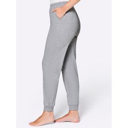 feel good Damen Dehnbund-Hose im 2er-Pack, schwarz + grau-meliert, Gr&ouml;&szlig;e 40/42