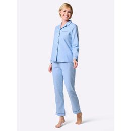 w&auml;schepur w&auml;schepur Damen Pyjama in Finette-Qualit&auml;t, eisblau-bedruckt, Gr&ouml;&szlig;e 40/42