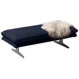 Polsterhocker W.Schillig, blau (blau z59), B:145cm H:43cm T:71cm, Longlife Xtra-Leder Z59: Glattleder mit modischer Pr&auml;gung. Hautst&auml;rke 0, 9 - 1, 1 mm, Hocker, Polsterhocker, F&uuml;&szlig;e in Chrom gl&auml;nzend