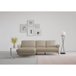Sit & More Ecksofa SIT & MORE "Fashion L-Form", beige, B:253cm H:84cm T:165cm, Sofas, Ecksofa, wahlweise mit Kopfteilverstellung, Vorziehsitz, motorisch, Nickelf&uuml;&szlig;e