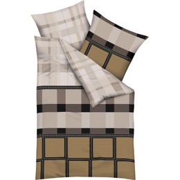 Bettw&auml;sche Kaeppel "Penthouse", gelb (ocker), B/L: 135cm x 200cm, 1 Stk., 1 Stk., Mako-Satin, B/L: 80cm x 80cm, 2 Stk., Mako-Satin, Obermaterial: 100% Baumwolle, Bettw&auml;sche, Bettw&auml;sche