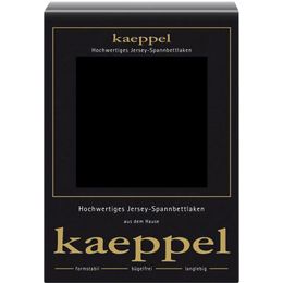 Spannbettlaken Kaeppel "Single Jersey Mako Elasthan", schwarz, L:200cm, Jersey-Elasthan, Obermaterial: 97% Baumwolle, 3% Elasthan, Bettlaken, Spannbettlaken, aus 97% Baumwolle und 3% Elasthan