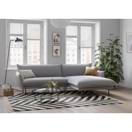 Ecksofa OTTO HOME "Stine L-Form", grau (hellgrau), B:249cm H:86cm T:159cm, Struktur (100% Polyester);Struktur weich (85% Polyester/15% Nylon);Samtoptik (100% Polyester), Sofas, Ecksofa, Besonderes Design durch Kissenoptik und Keder, by Morten Georgsen