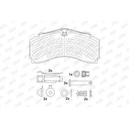 JURID Bremsbelagsatz, Scheibenbremse 2924605390 Universal mit Zubeh&ouml;r f&uuml;r MERCEDES-BENZ A0064201420 006420522071210 A0064205220