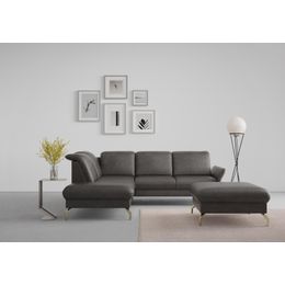 Sit & More Ecksofa SIT & MORE "Fashion L-Form", grau (anthrazit), B:250cm H:84cm T:207cm, Sofas, Ecksofa, wahlweise mit Kopfteilverstellung, Vorziehsitz, motorisch, Nickelf&uuml;&szlig;e