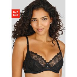 B&uuml;gel-BH Lascana, Damen, Gr. 75, Cup B, schwarz, Spitze, Obermaterial: 62% Polyamid, 28% Polyester, 10% Elasthan, BHs B&uuml;gel-BH, mit abnehmbaren Strassband, sexy Dessous, Reizw&auml;sche
