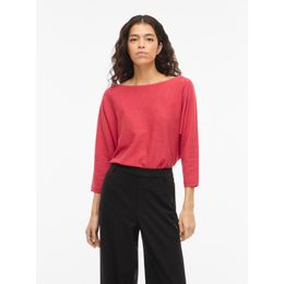 3/4 Arm-Pullover Vila "VIMALU BOATNECK 3/4 SLEEVE KNIT TOP-NOOS", Damen, Gr. XL, hibiscus detail:melange, Strick, Obermaterial: 50% Polyester, 30% Viskose, 20% Nylon, meliert, loose fit normal, U-Boot-Ausschnitt, Rippstrickb&uuml;ndchen, Pullover 3/4 Arm-Pullover, Materialmix, loose fit