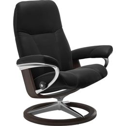 Relaxsessel stressless "Consul", schwarz (schwarz paloma), B:91cm H:102cm T:79cm, Leder BATICK: BATICK ist ein leicht korrigiertes, durchgef&auml;rbtes und genarbtes M&ouml;belleder, bei dem die meisten Unebenheiten und Spuren in der Regel entfernt wurden.;Leder PALOMA: PALOMA ist ein durchgef&auml;rbtes Semianilin-M&ouml;belleder mit nat&uuml;rlicher Narbung.;ROHLEDER Stoff Q2 FARON: Ein fester zuverl&auml;ssiger Boucl&eacute; mit e