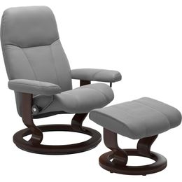 Relaxsessel stressless "Consul", grau (wild dove batick), B:76cm H:100cm T:71cm, Leder BATICK: BATICK ist ein leicht korrigiertes, durchgef&auml;rbtes und genarbtes M&ouml;belleder, bei dem die meisten Unebenheiten und Spuren in der Regel entfernt wurden.;Leder PALOMA: PALOMA ist ein durchgef&auml;rbtes Semianilin-M&ouml;belleder mit nat&uuml;rlicher Narbung.;ROHLEDER Stoff Q2 FARON: Ein fester zuverl&auml;ssiger Boucl&eacute; mit ei